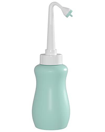Travel Bidet Bottle,Upside Down Peri Bottle for Postpartum Care,Portable Handheld 300ml Bidet Sprayer,Travel Bag Pointed Nozzle for Personal Hygiene Care,Perineal Recovery,Outdoor-Green Bottle