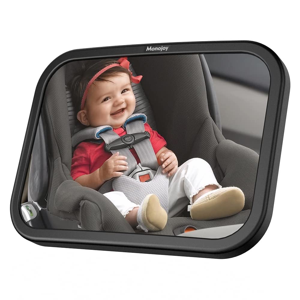 𝐌𝐎𝐍𝐎𝐉𝐎𝐘 Baby Car Mirror for Back Seat, Baby Car Seat Mirror, Safety and Wide Baby Rear View Mirror to See Rear Facing Infants, Babies, Kids and Child