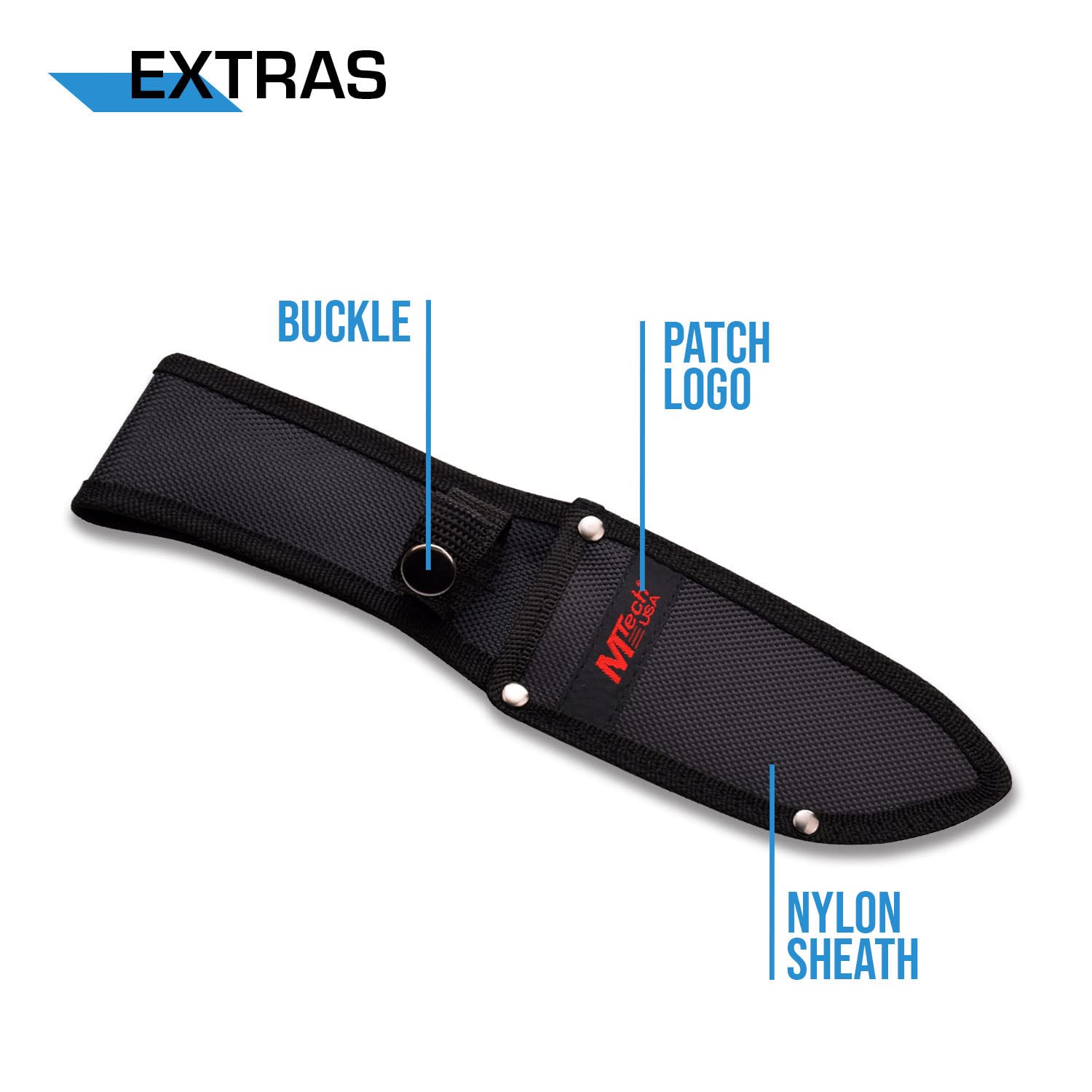 MTech USA β Fixed Blade Knife β Grey TiNite Coated Stainless Steel Blade with Black Nylon Fiber Handle, Full Tang, Includes Black Nylon Sheath - Hunting, Camping, Survival, Tactical, EDC β MT-20-70C