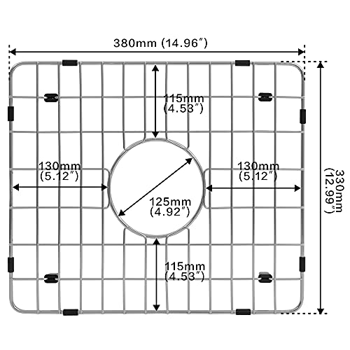 Zeesink Sink Protectors for Kitchen Sink,Sink Grid 14 15/16" X 13",Sink Bottom Grid,Stainless Steel Sink Protector,Sink Grate with Center Hole