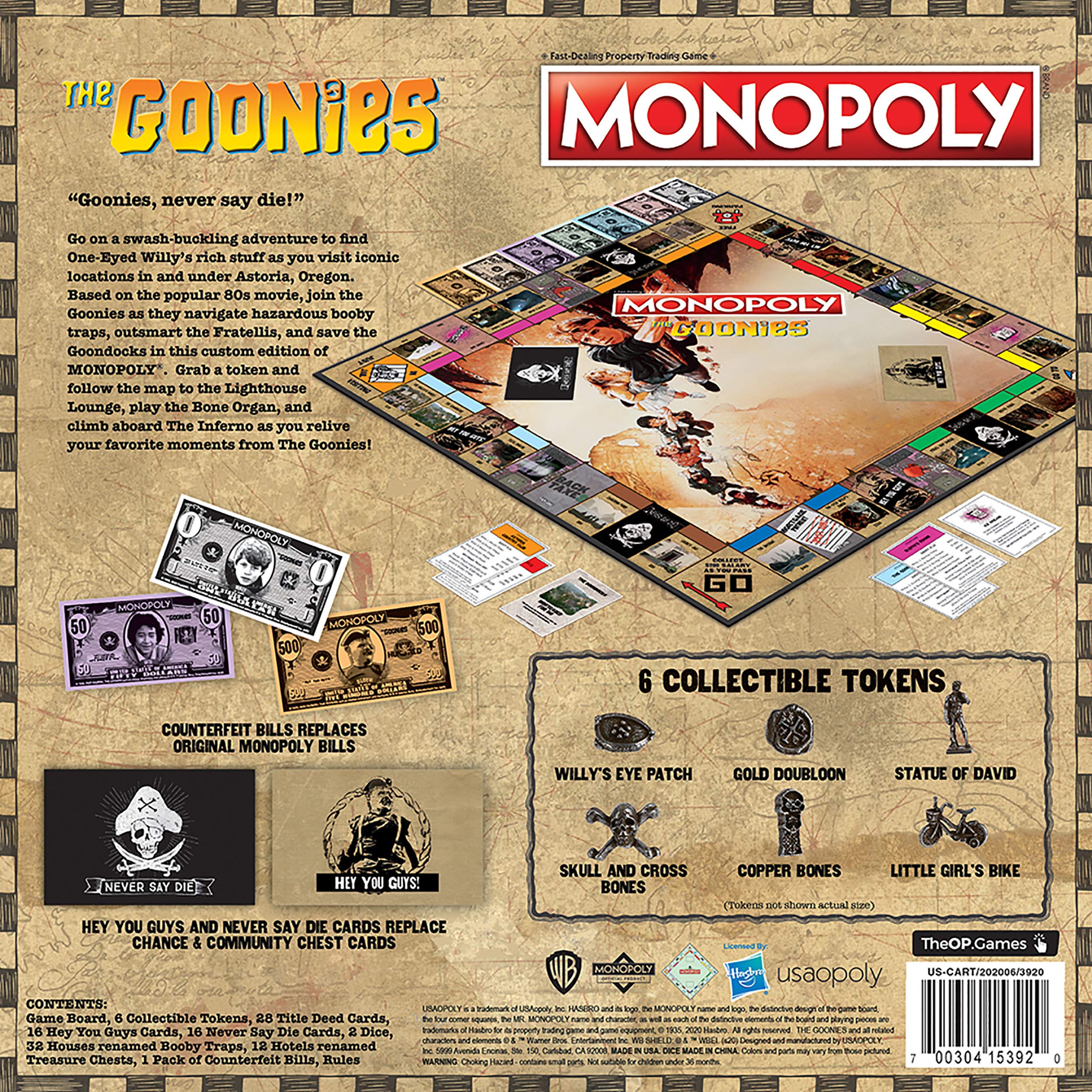 Monopoly® The Goonies | Based on The 80s Adventure Classic Film | Collectible Monopoly Game Featuring Familiar Locations and Iconic Moments
