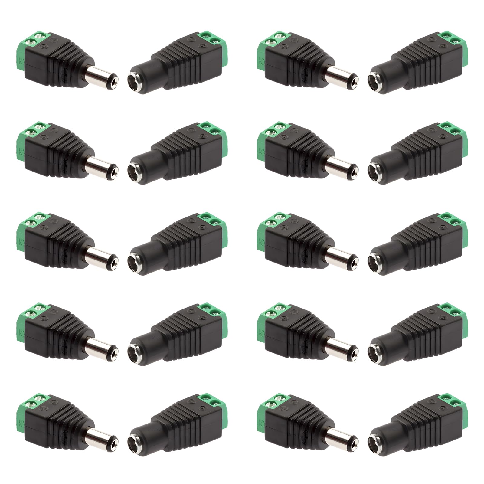 ThePoEstore 10 Pairs(5.5mm X 2.1mm) DC 12V 5A Power Plug Male and Female Barrel Plug Jack Adapter,for CCTV Security Camera LED Light Strip