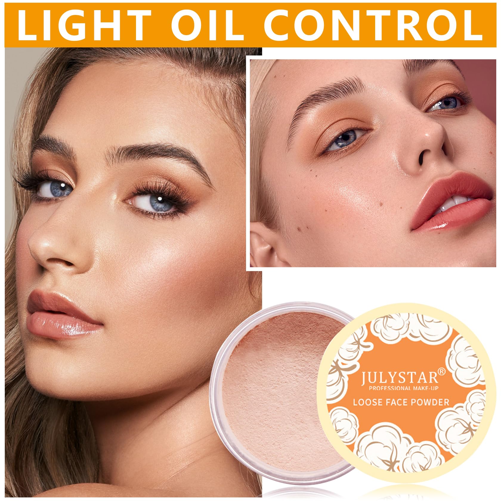 Pink Translucent Powder Setting Powder Makeup Loose Face Powder Oil Control Long Lasting Soft Focus Matte Loose Powder Makeup For Flawless Skin Tone 02#Pink Complexion