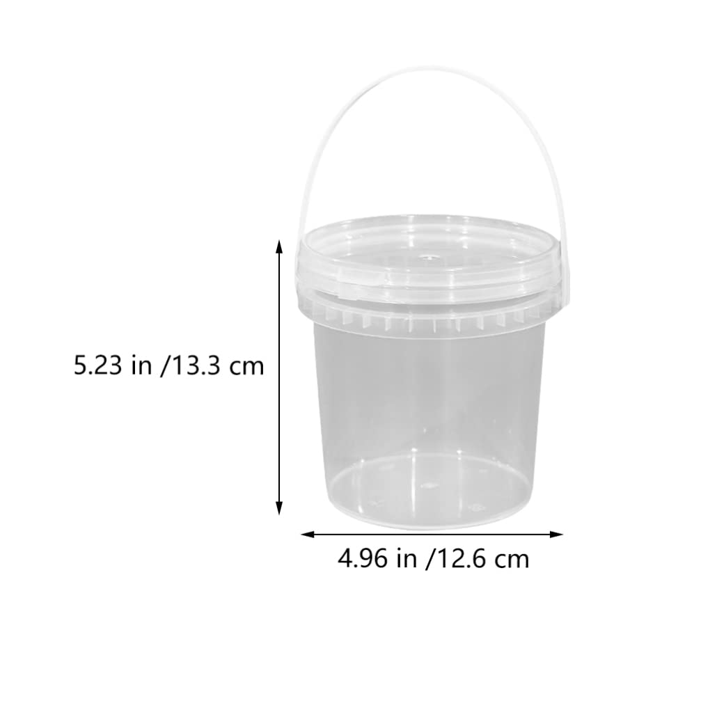 UPKOCH 3 Pcs Clear Plastic Container with Lid Ice Cream Bucket Food Storage Containers Freezer Storage Buckets Round Plastic Pails with Handle for Homemade Ice- Cream 1L