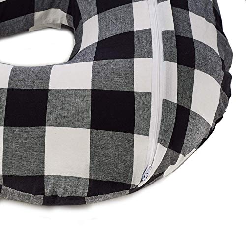 Org Store New Premium Buffalo Check Nursing Pillow Cover | Infant Pillow Slipcover for Breastfeeding Moms (Black & White)