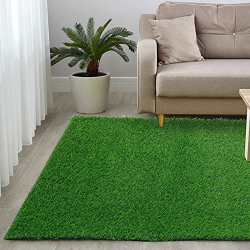 U'Artlines Artificial Grass Rug 4FTX6FT(24 Square FT), 1.2 Inch Realistic Grass Turf Thick Fake Faux Grass Carpet Patio Mat Indoor Outdoor Lawn Landscape for Dogs Garden Backyard Balcony
