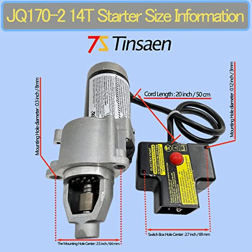 Tinsaen 14 Teeth Electric Starter Motor JQ170-2 Compatible with 291cc Storm Force LCT OHV Gas Engine(2021 and Later)and Husqvarna ST230P,Fit 2013 ariens 30" Deluxe、 LCT 306 cc Ariens AX Snowblower