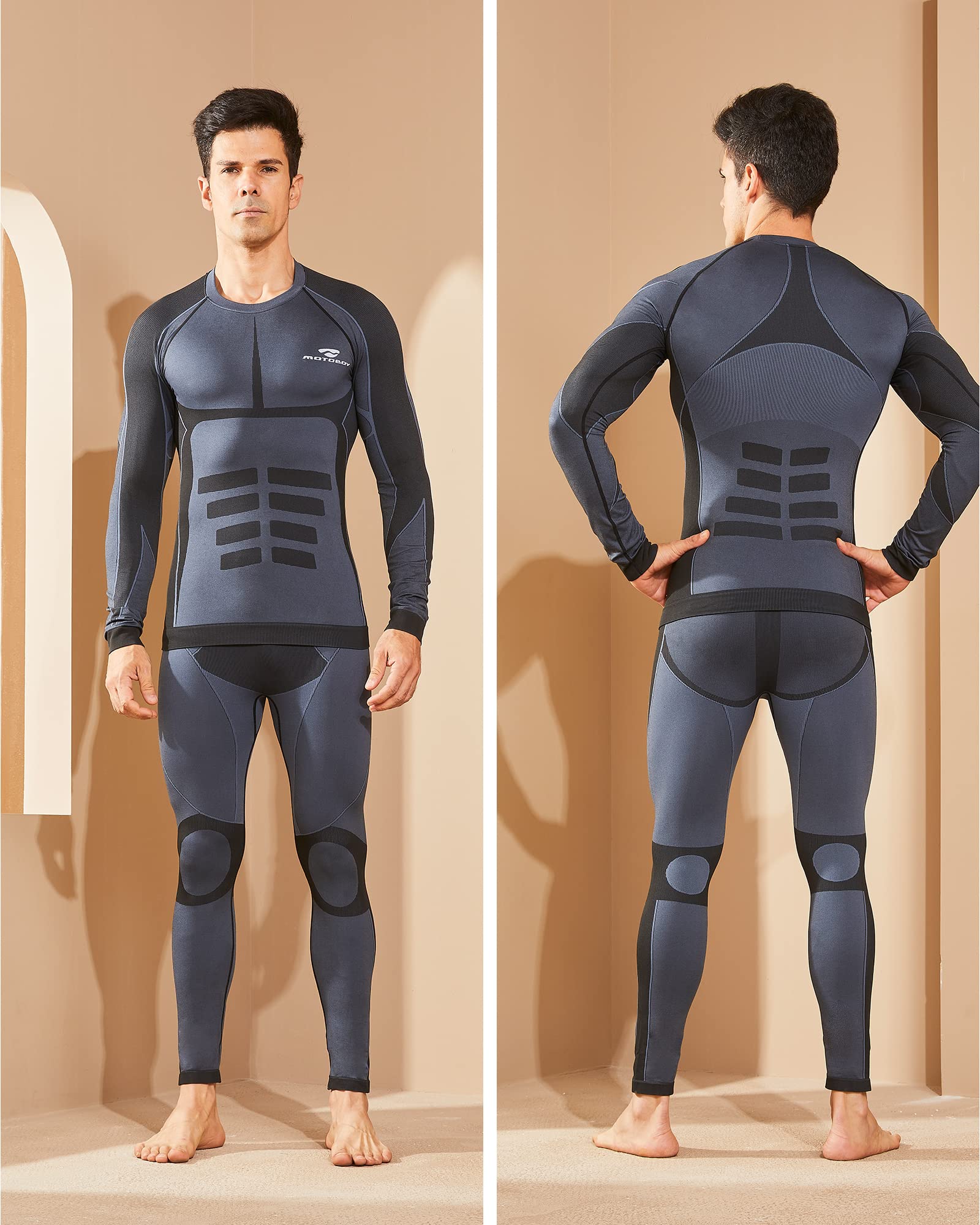 Thermal Underwear Set Sport Compression Set Hunting Gear Long Johns Breathable Perspiration Base Layer for Outdoor Activities Grey
