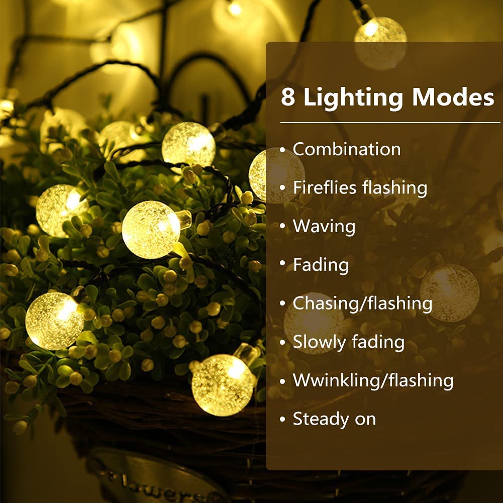 SUWITU Solar String Lights Outdoor, 23.6 ft 60 LED Garden Lights Solar Powered Waterproof Hanging Solar Lights for Indoor/Outdoor, Tree, Patio, Yard, Fence, Gazebo, Wedding Party