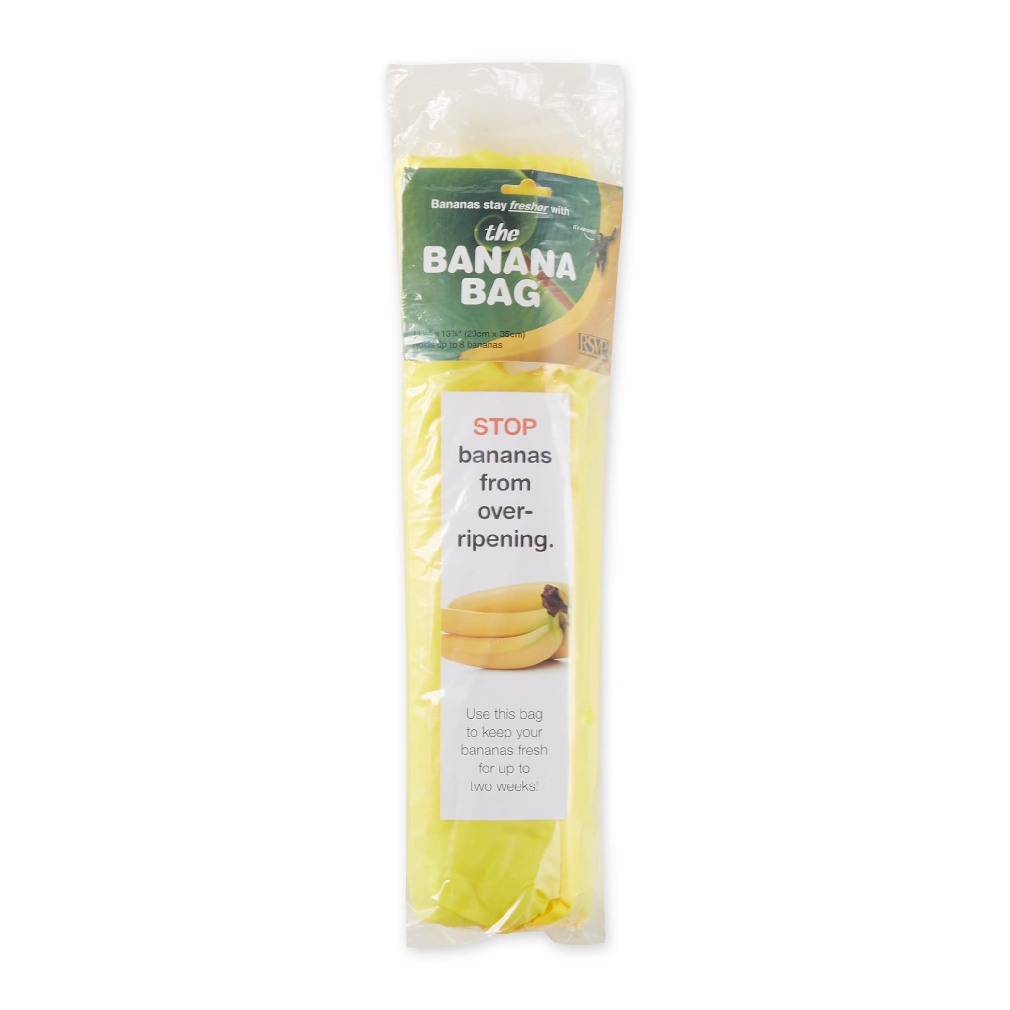 RSVP International Food Safe Nylon Banana Freshness Storage Bag, 11.5x13.75", Yellow