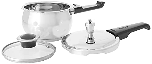 Vinod 1.5L Splendid Plus Handi Stainless Steel Pressure Cooker, 1.5-Liter