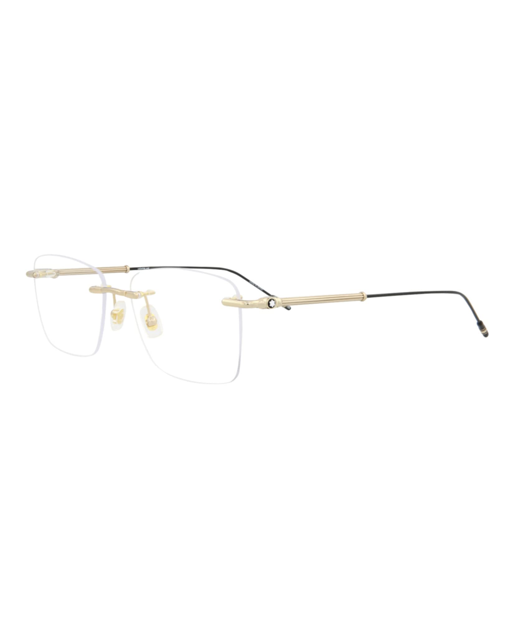 MONTBLANC Square/Rectangle Optical Frames Gold Gold Transparent Luxury Eyewear Made In Japan Metal Frame Designer Fashion for Everyday Luxury