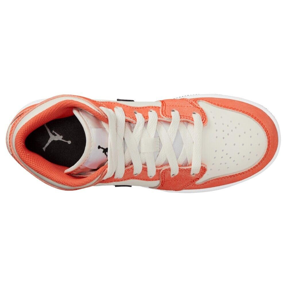 Nike Juniors Air Jordan 1 MID SE (GS), Team Orange/Black-Sail-White, Size 4 Big Kid