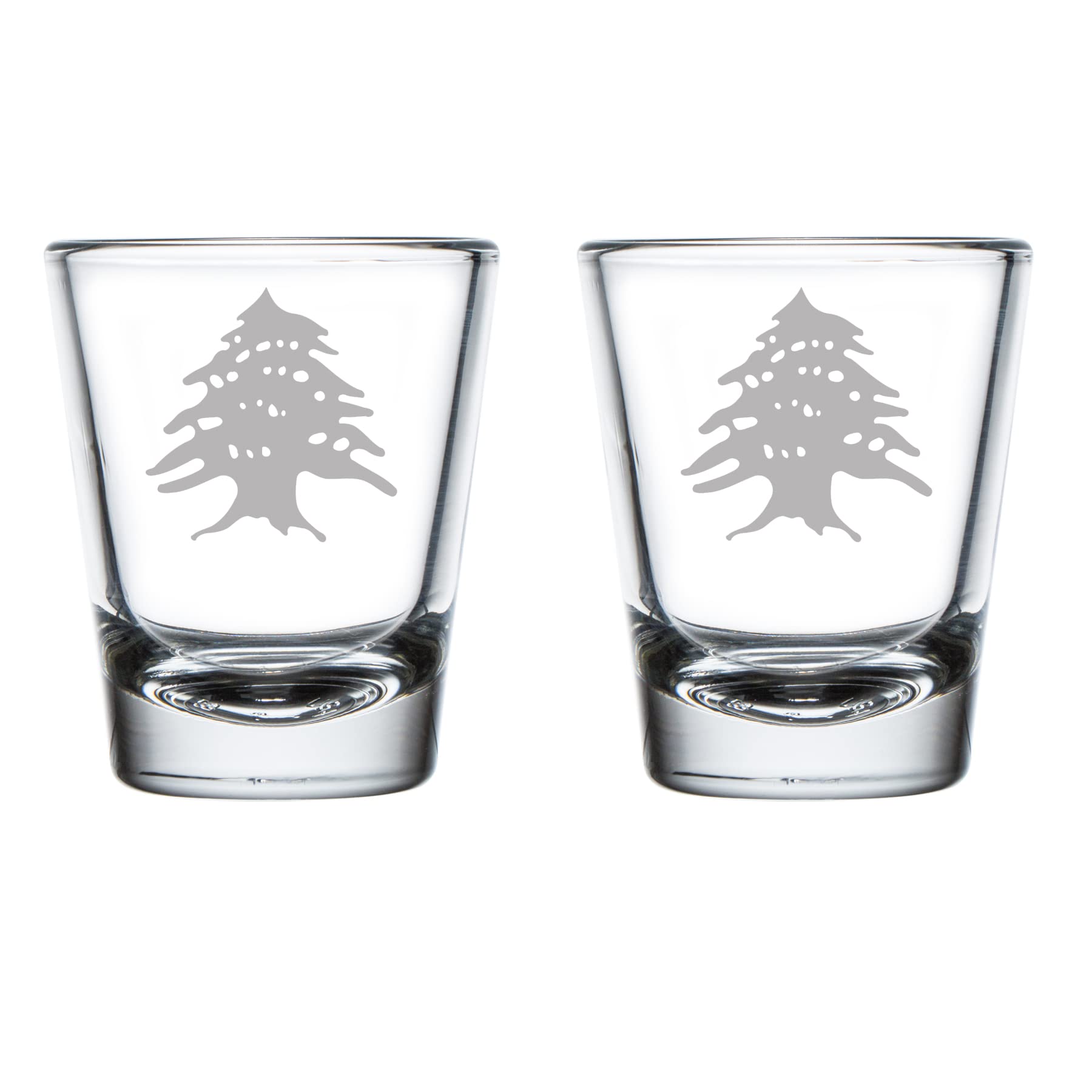 Set of 2 Shot Glasses 1.75oz Shot Glass Cedar Tree Lebanon Lebanese