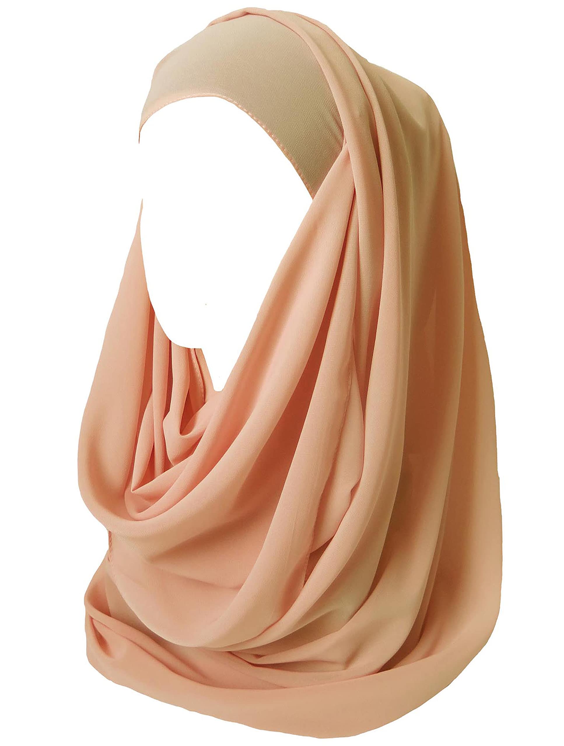 Lina & Lily Fashion Medium Weight Chiffon Hijab Head Scarf Wrap (Peach)