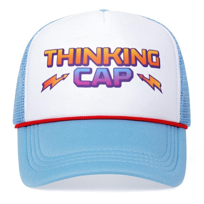 Thinking Cap Trucker Hat,Adjustable Mesh Baseball Cap Hat Men Women Halloween Cosplay Blue