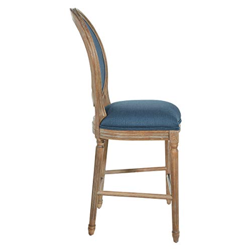 OSP Home Furnishings Lillian Counter Stool with Azure Fabric in Brushed Frame K/D 26"