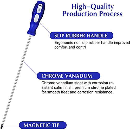 uoboeuq 12 inch Long Security Torx Screwdriver Set, Set Magnetic Hex Torx with T10 T15 T20 T25 T27 T30 Security Screwdriver Set 6-Piece