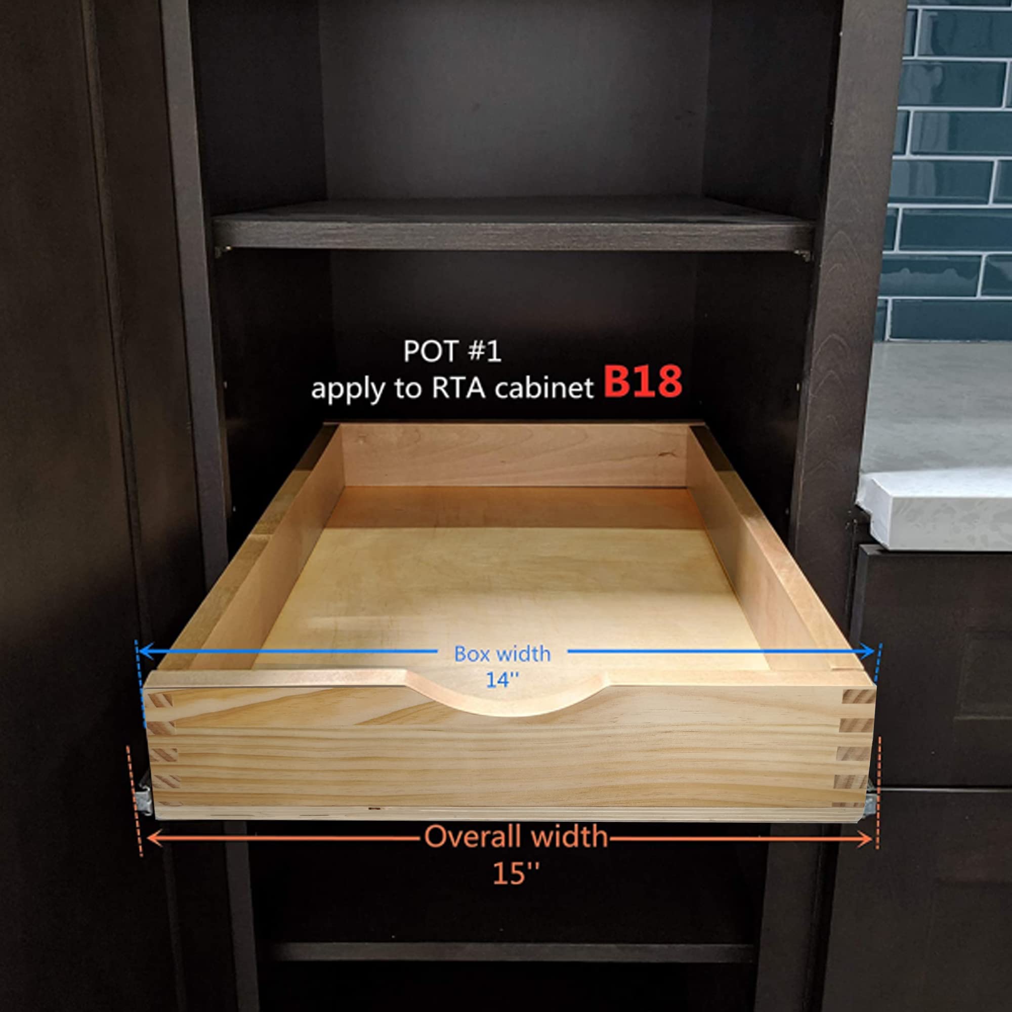 Pull Out Cabinet Organizer Pull Out Drawers for Kitchen Cabinets Wood Cabinet Slide Out Shelves Storage Slide Out Shelf Pantry Drawers, 14βW x 21βD, Requires At Least 15.5β Cabinet Opening, Finished
