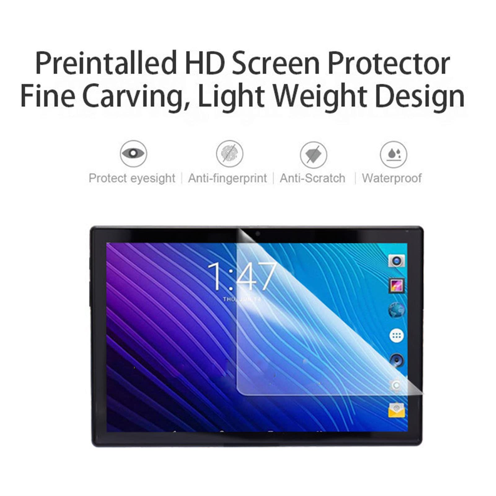 PUSOKEI 32GB Storage Tablet PC, 10.1inch Android8.1 Full HD Tablets, Dual Band WiFi, 4000mAh USB C Recharge, BT4.2, 5MP 13MP Dual Camera, 4G Dual SIM Calling Tablet for Office School