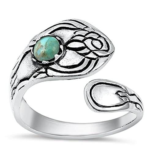 Sterling Silver Simulated Turquoise Wholesale Spoon Ring New .925 Wrapped Band Size 9