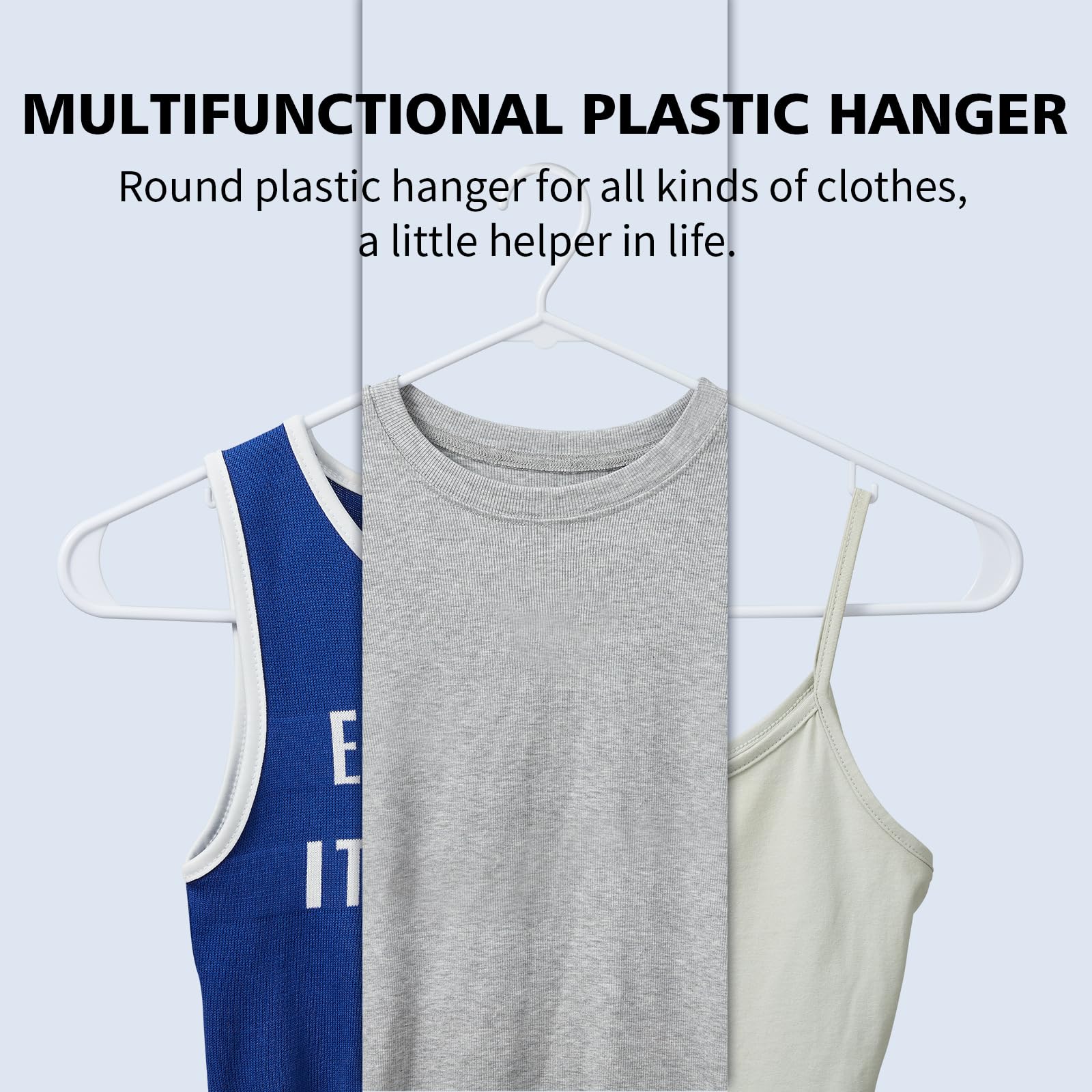 Plastic Hangers 60 Pack - Clothes Hanger with Hooks - Durable & Space Saving Coat Hanger - Heavy Duty Hangers for Skirts, Pants, Dress, Tank Top - White