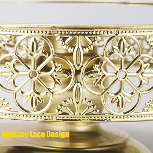 TRSPCWR Cake Stand, Gold Mirror Round Dessert Stand, 10inch Wedding Dessert Display Cake Stands, Metal Cake Plate Decor for Wedding Birthday Party