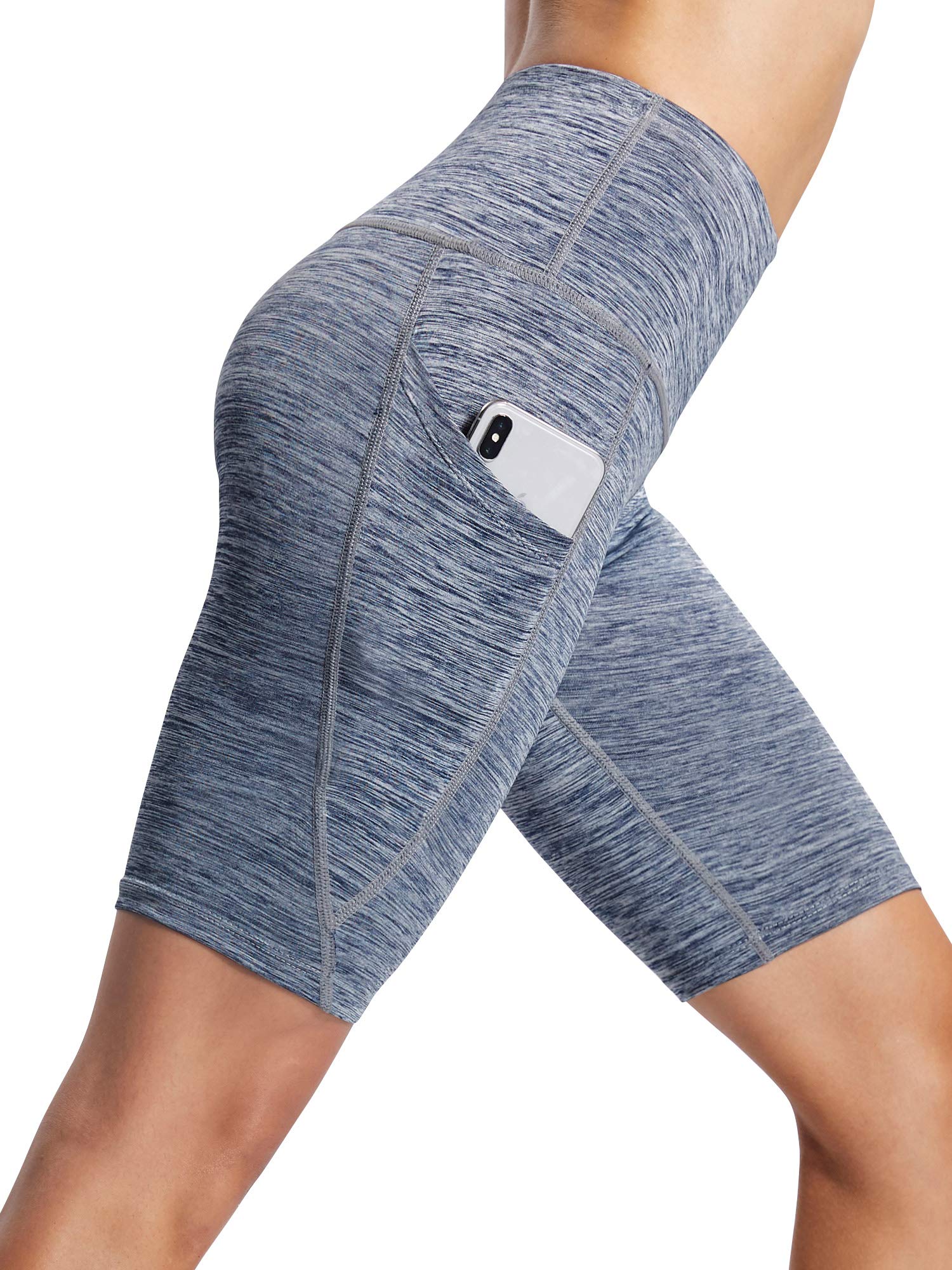 NELEUS Women's 3 Pack Biker Shorts High Waist Tummy Control Workout Running Shorts for Gym Yoga,9035,Black/Grey/Navy,US 2XL,EU 3XL