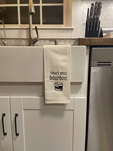 Today's Menu: Bourbon Tea Towel | Dish Towels with Funny Bourbon Whiskey Sayings are Perfect for Home, Bar, or Kitchen | Funny Gift for Old Fashioned Cocktail Lovers