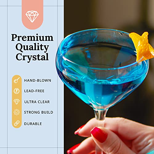 Nick and Nora Coupe Glasses β Martini Cocktail Glasses Set of 4 (5.7 oz) β Elegant Manhattan Glasses for Hosting Parties β Hand-Blown Lead-Free Crystal Cups