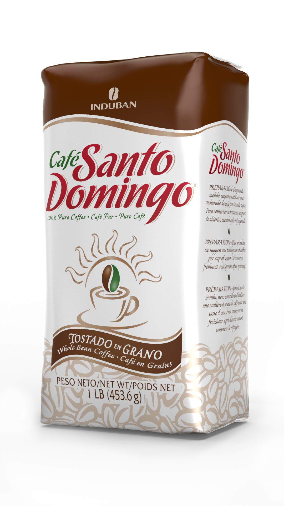 Santo Domingo Coffee, 16 oz Bag, Whole Bean Coffee, Medium Roast - Product from the Dominican Republic (Pack of 4)