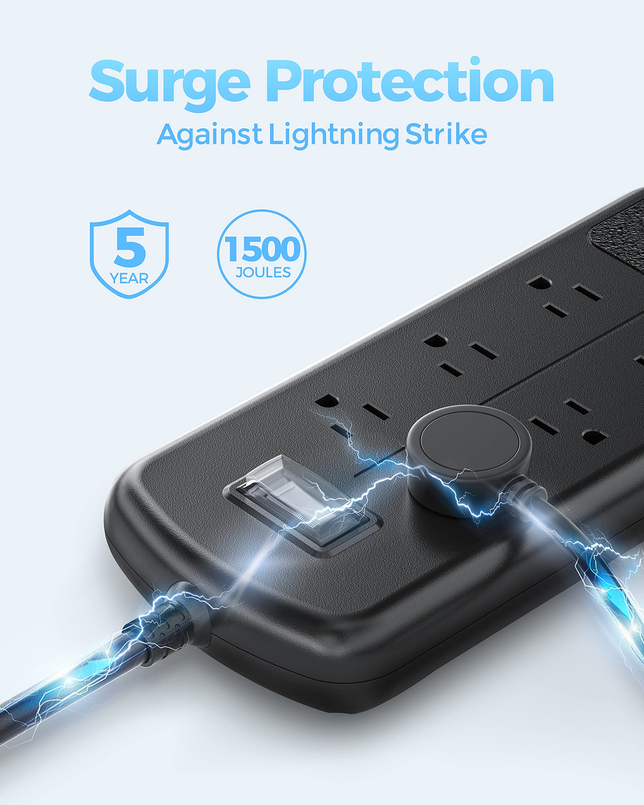 USB Outdoor Power Strip Weatherproof, Waterproof Surge Protector with 3 USB Ports and 6 Outlets, 6 FT Extension Cord, Shockproof Overload Protection, Mountable for Home Office Patio Porch