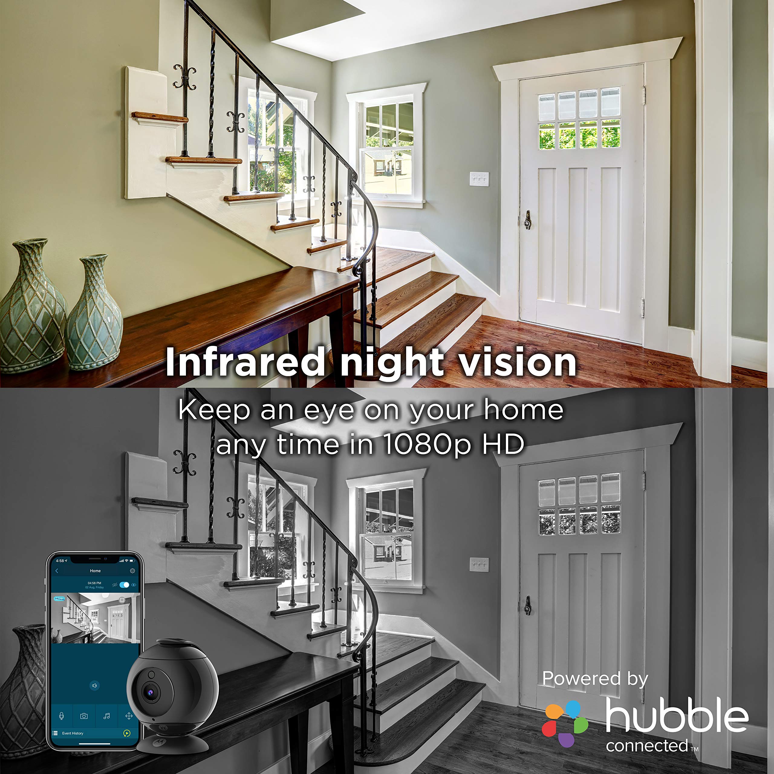 Motorola Focus89 Wireless Indoor Camera for Home – Security Surveillance System with Sound and Motion Detection, Remote Pan, Digital Zoom, Two-Way Talk – 1080p Video, Night Vision, Black