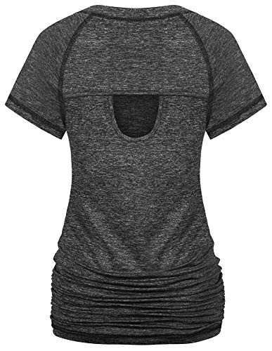 Ninedaily Activewear Tops for Women,Summer Trampoline Shirts Outside Fishing Outdoor Riding Tee Sweat Wicking Dressy Blouse Casual Basic Black Size Medium