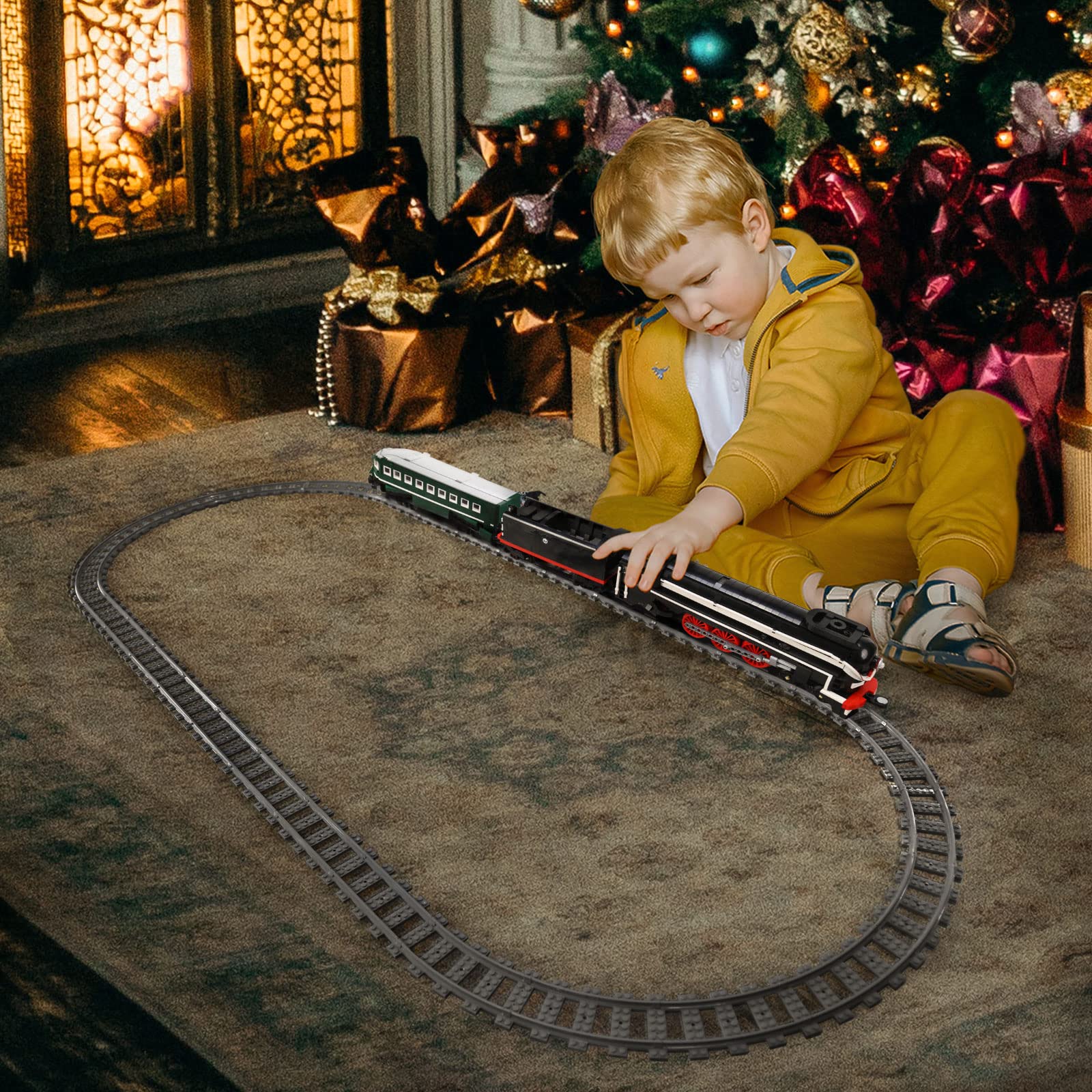 YESHIN Train Building Blcoks Toys for Boys, MOC APP Remote Control SL7 Asia Express Train Set with Light and Rails, Kids Birthday (1873 Pieces)