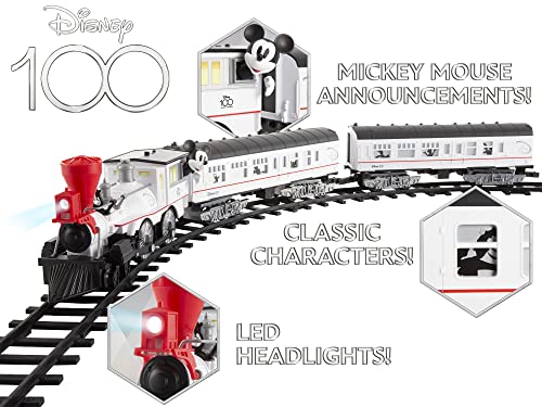 Lionel Disney100 Celebration Ready-to-Play Battery Powered Model Train Set with Remote, White, Black, Red, Large