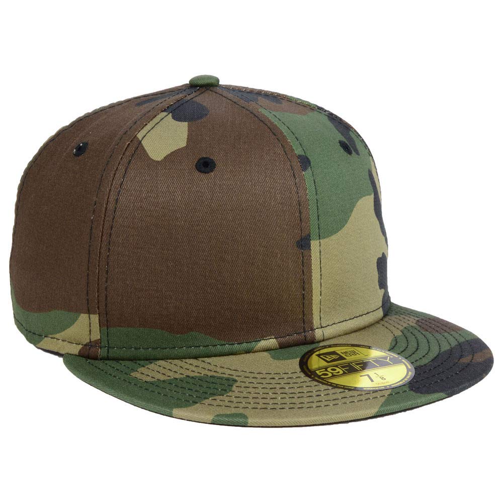 New Era Blank 59fifty Fitted Flat Bill Cap, Woodland Camo 7 1/2