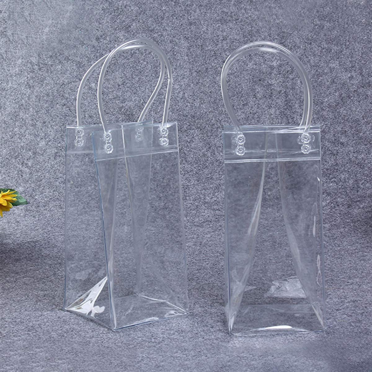 SH-RuiDu PVC Leakproof Ice Bag, Transparent Portable Ice Bucket Chiller with Carry Handle for Champagne Beer Wine Bottle