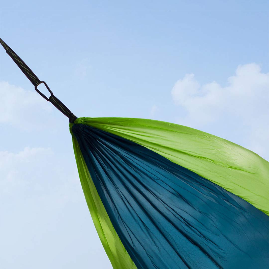 Outdoor Tree Hammock, Portable Nylon Parachute Cloth Camping Hammock Beach, Backyard, Garden, Hiking Hammock (with Two Tree Belts, Two Lock Buckles, Knot-Free Design)