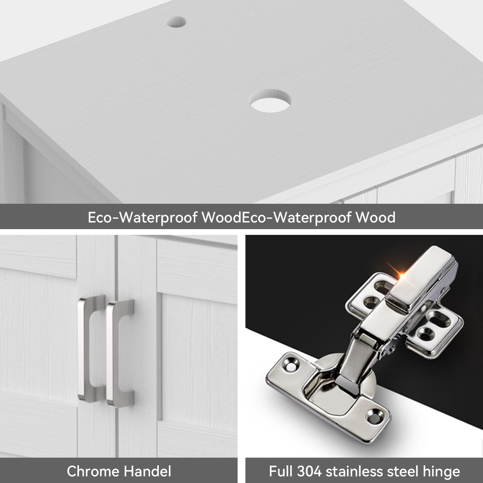 YOURLITE 24 Inch Bathroom Vanity and Sink Combo White Modern MDF Board Countertop Vessel Sink with Water Saving 1.5 GPM Faucet and Pop-up Darin Bathroom Cabinet