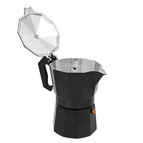 Stovetop Espresso Maker, Classic Stovetop Espresso Maker 6‑Cup Capacity Aluminum Coffee Machine Moka Pot for Office Home Use Moka Maker for Gas or Electric Stove Top(Black)