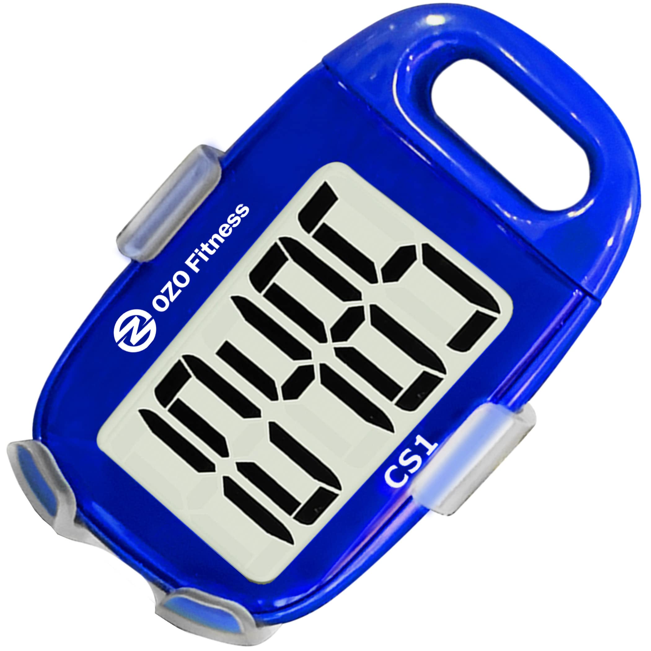 OZO Fitness CS1 Easy Pedometer for Walking - Step Counter with Large Display, Clip on and Lanyard (Blue)