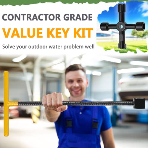 Winisok 17 Inch Water Meter Key With 4-Way Multi-Functional Utilities Key, Enforced Rebar Water Shut Off Tool Wrench T-handle for Curb Main and Water Meters, Underground Stop or Waste Valves