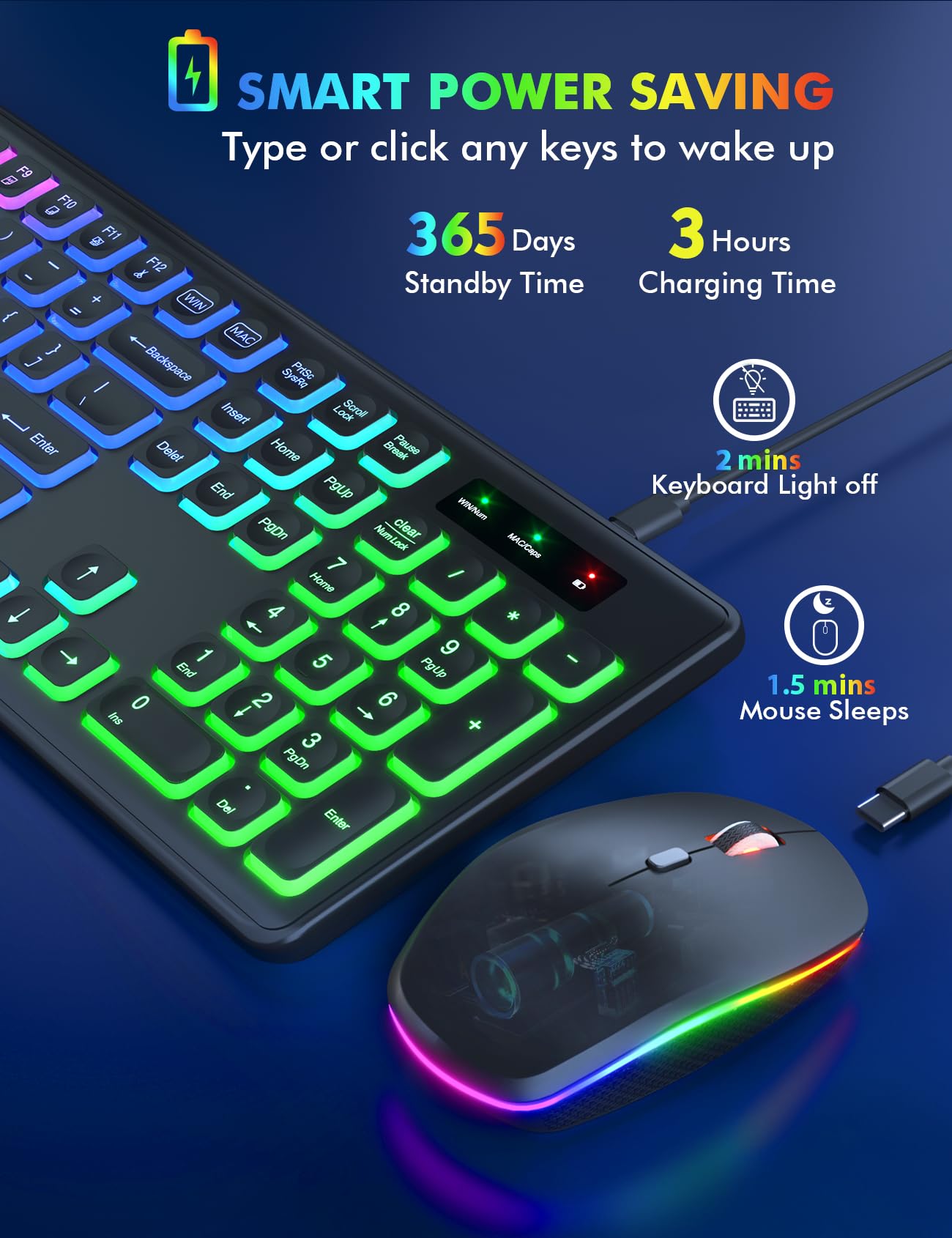 Wireless Keyboard and Mouse, Round Keys, Tactile Responsive Typing, Sleep Mode, Cute Keyboard Mouse Combo, Lag-Free USB Cordless Pink Keyboard for Computer/Laptop/PC/Windows/Mac/Chrome OS - Trueque