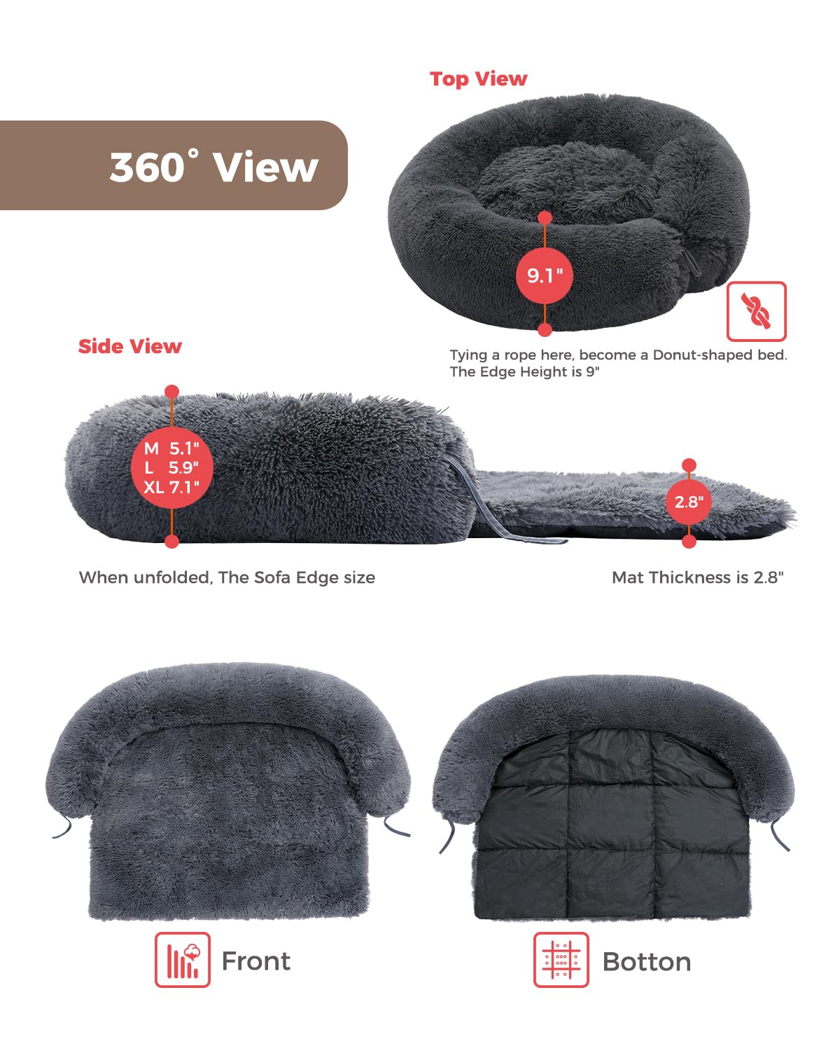 MUTTROS Modular Dog Couch, Human Dog Bed (Light Grey & Camel 2XL Bundle