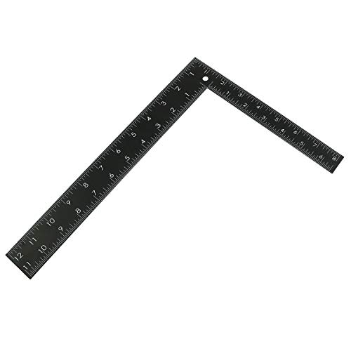 ZRM&E Black Tempered Stainless Steel Measuring Square Ruler Right Angle Ruler 90 Degrees Engineers Woodworking Wood Measuring Tool 0-300mm 0-12inch Scale