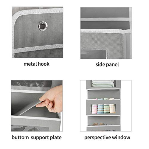 Over The Door Hanging Organizer, Door Organizer with 5 Clear Window Pocket, Wall Mount Hanging Storage Organizer, for Kitchen, Bathroom, Play Room, Closet and More