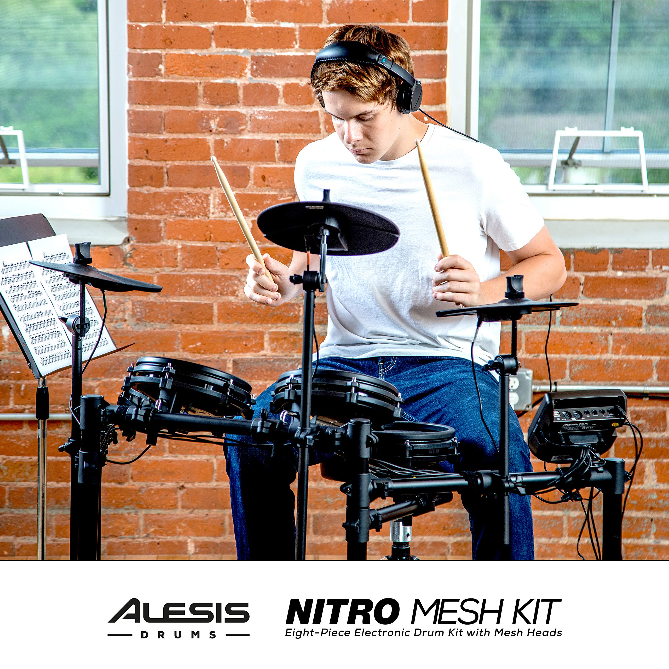 Nitro Mesh Kit - Eight-Piece Electronic Drum Kit with Mesh Heads(Renewed)