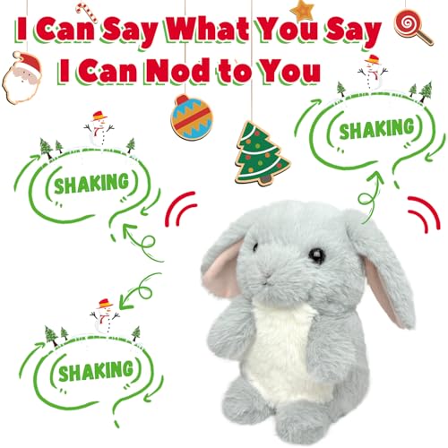 YH YUHUNG Talking Bunny Plush Toy, Electronic Plush Toys Talking Rabbit Repeats What You Say, Easter Basket Stuffers for Toddler