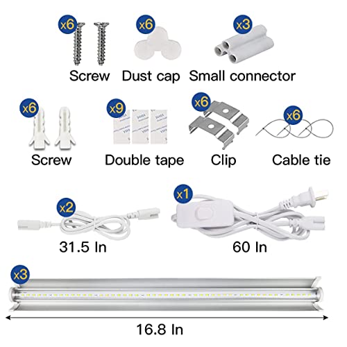 T5 Grow Lights 1.4Ft, 5000K White Full Spectrum LED Plant Growing Lamp Strips for Indoor Plants, Seeds Starting, Succulents, High PPFD with V-Shaped Reflector